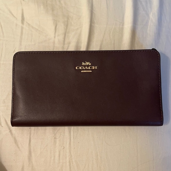 Coach | Bags | Coach Womens Brown Leather Skinny Wallet | Poshmark